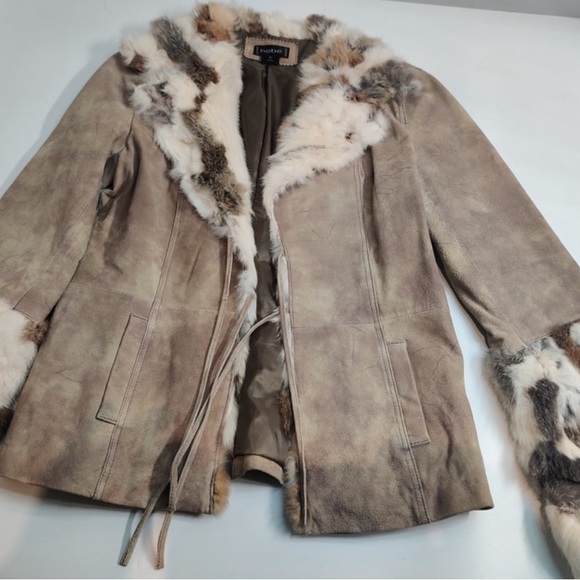 bebe | Jackets & Coats | Bebe Suede Leather And Rabbit Fur Coat | Poshmark